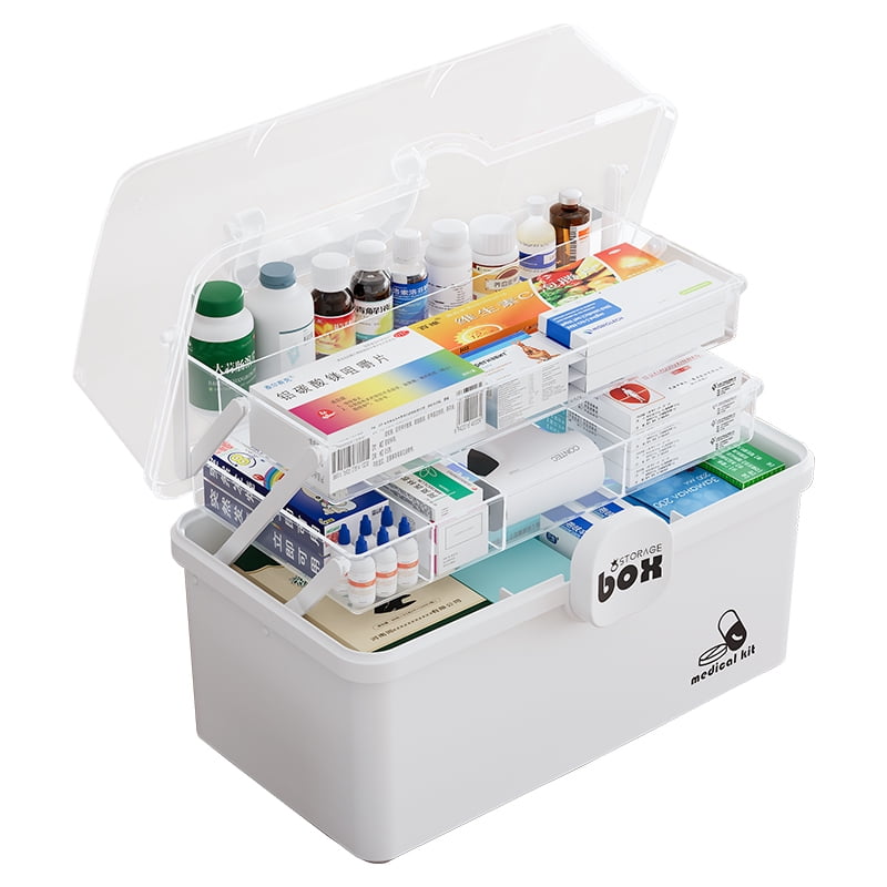 3-Tier Medicine Box Organizer, Large Capacity with Transparent Lid ...