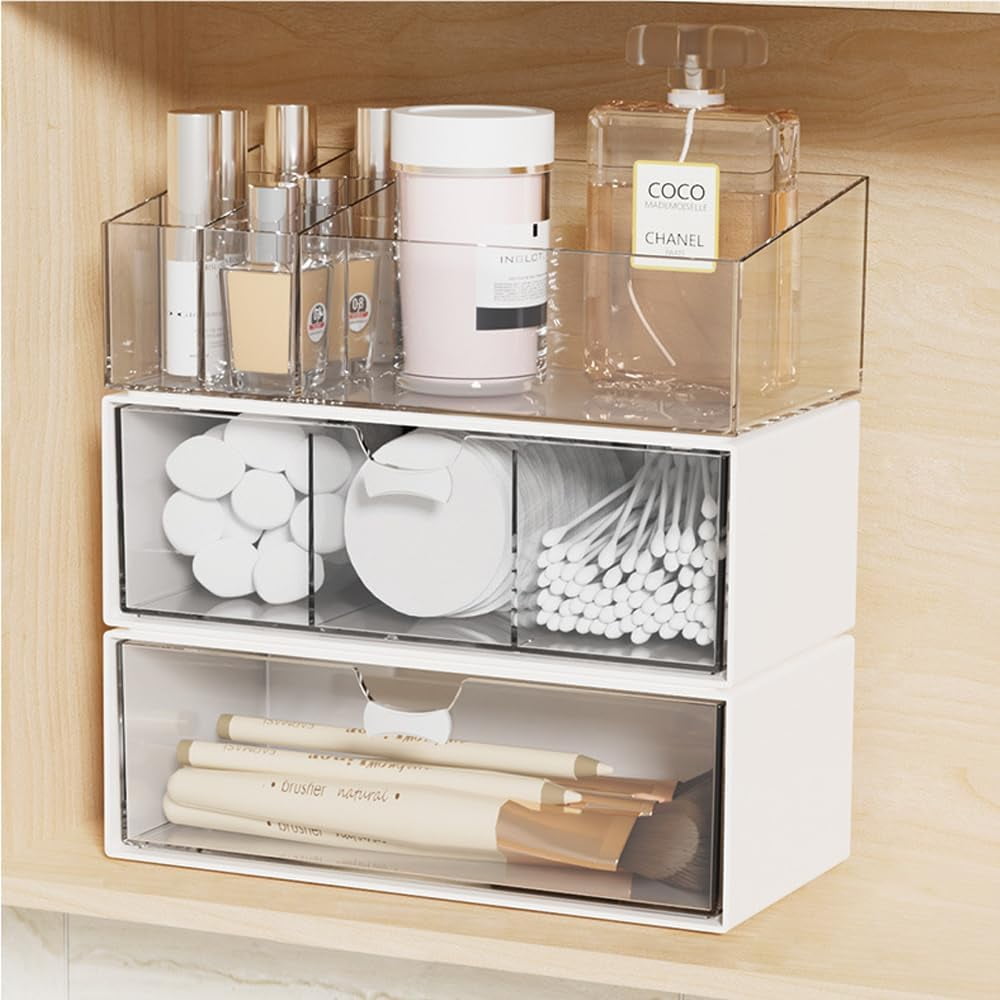 3 Tier Medicine Cabinet Shelves Organizer, Stackable Bathroom Storage ...