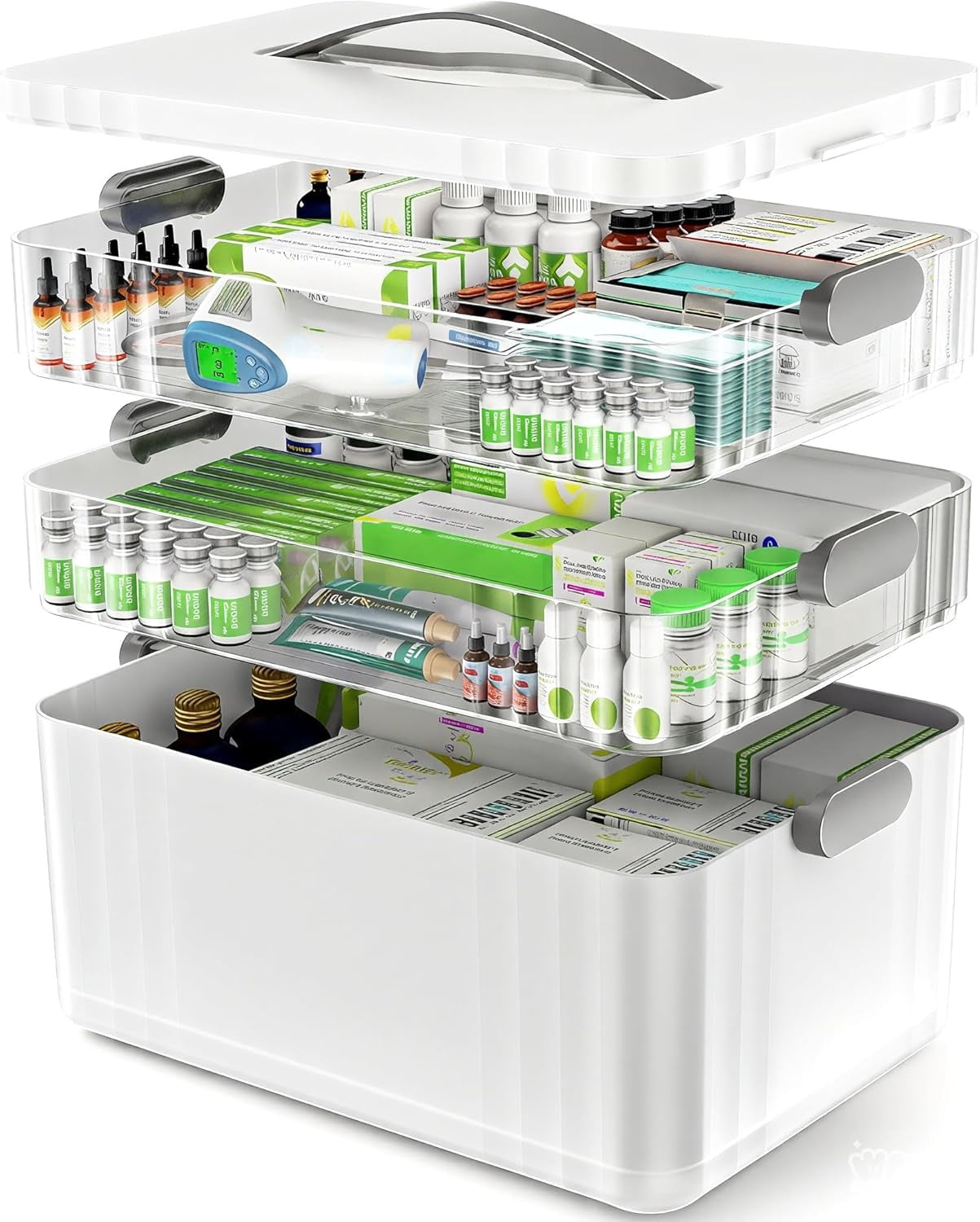 3-Tier Medicine Organizer - Portable Medicine Cabinet with Plastic ...