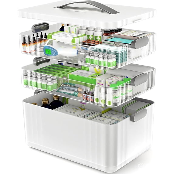3-Tier Medicine Organizer - Portable Medicine Cabinet with Plastic ...