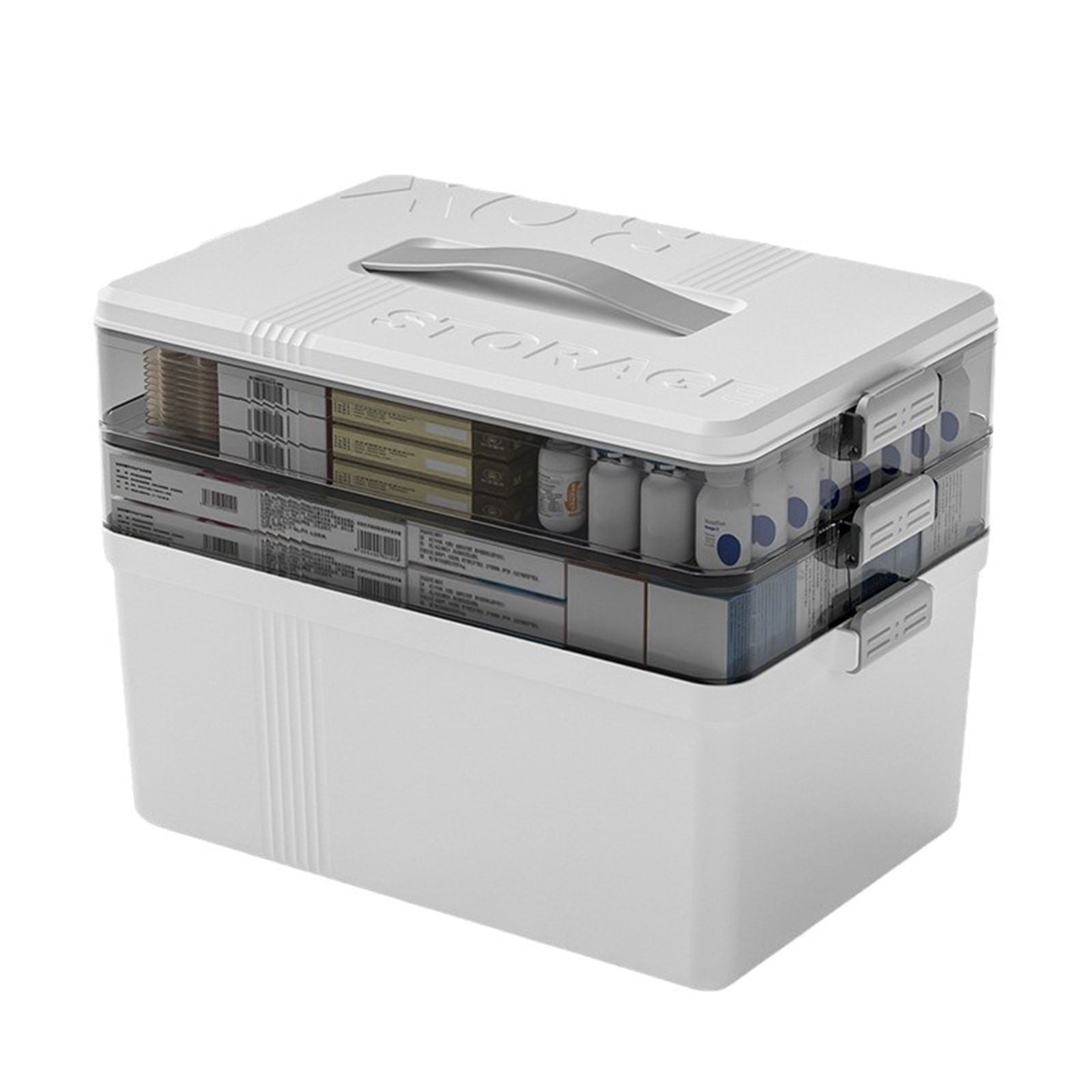 3-Tier Medicine Storage Box Cabinet, Empty First Aid Kit Organizer ...