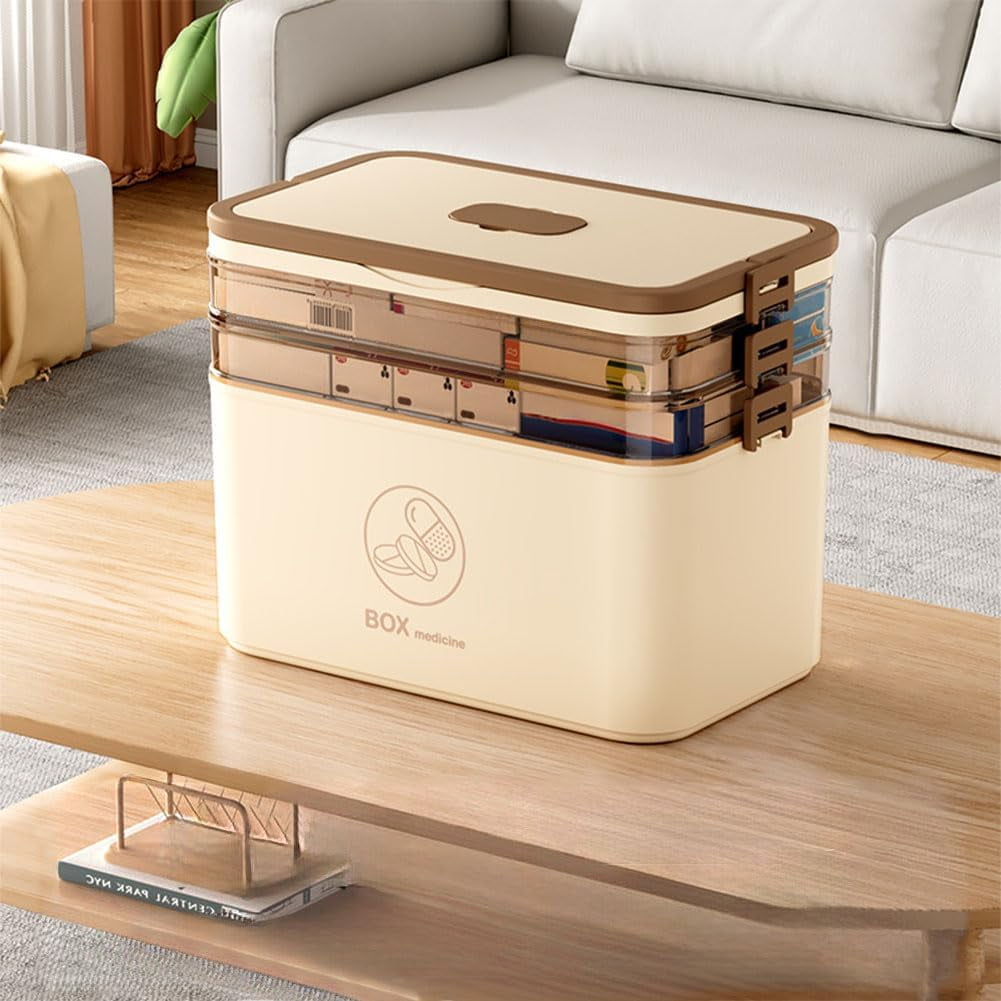 3-Tier Medicine Storage Box, Empty Family Emergencies First Aid Kit ...