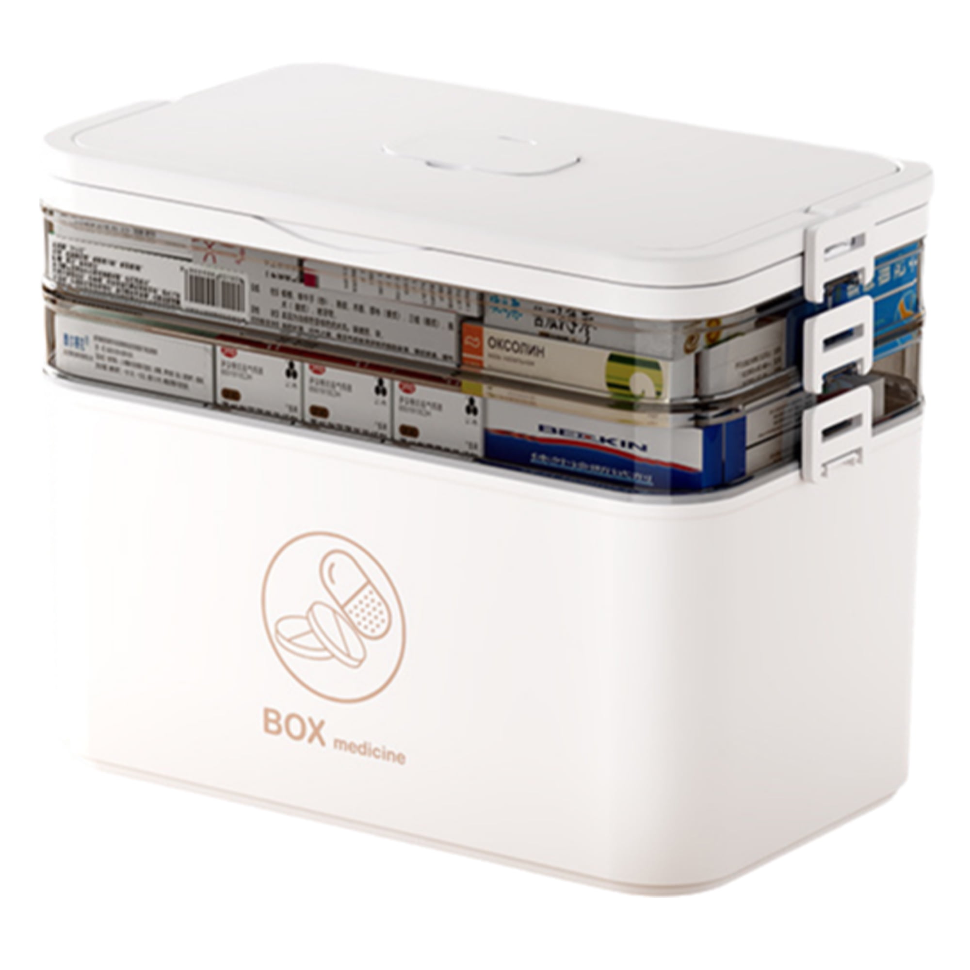 3-Tier Medicine Storage Box, Empty Family Emergencies First Aid Kit ...