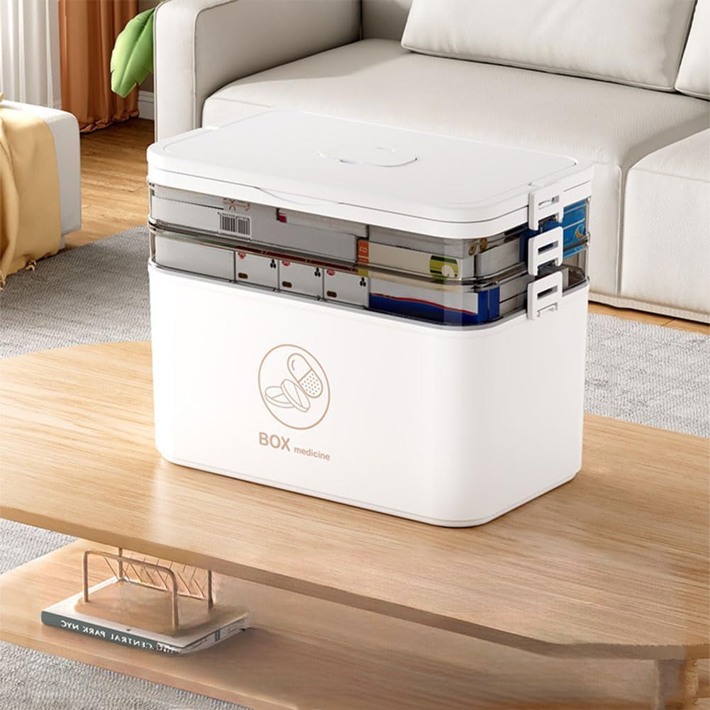 3-Tier Medicine Storage Box, Empty Family Emergencies First Aid Kit ...
