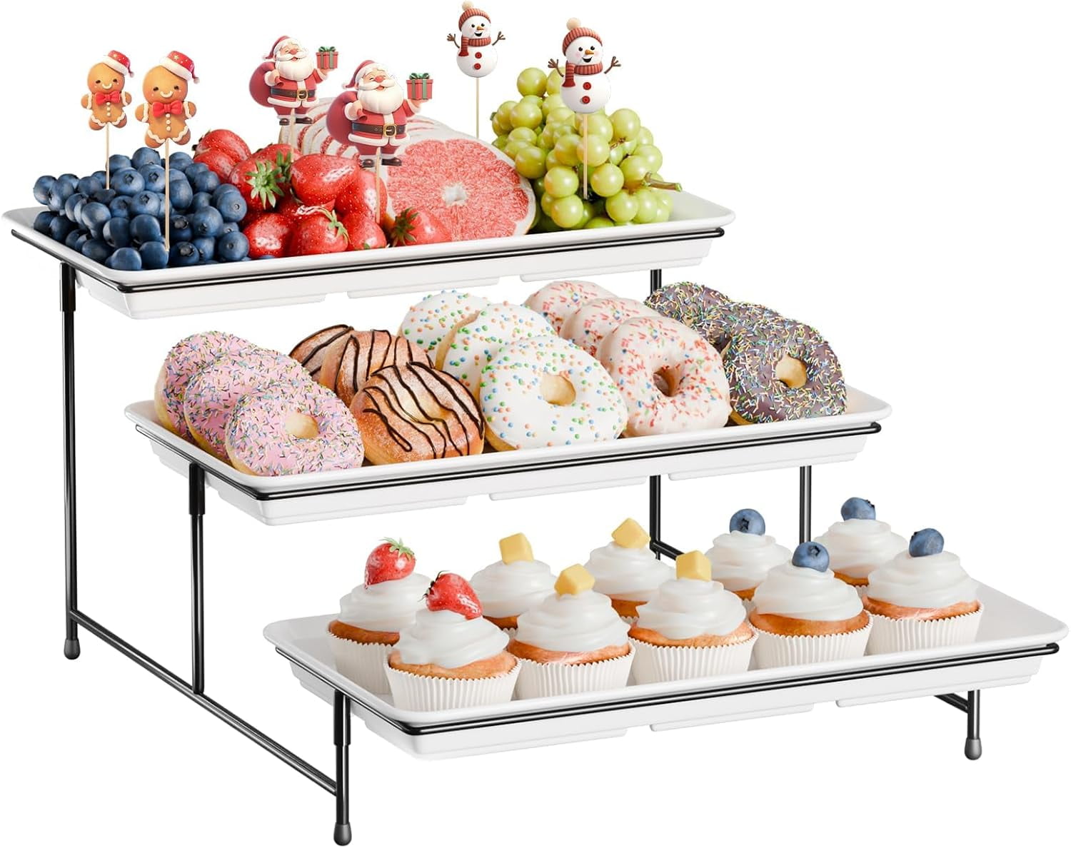 3-Tier Melamine Serving Tray Set, 14"x7" Platters for Serving Food ...