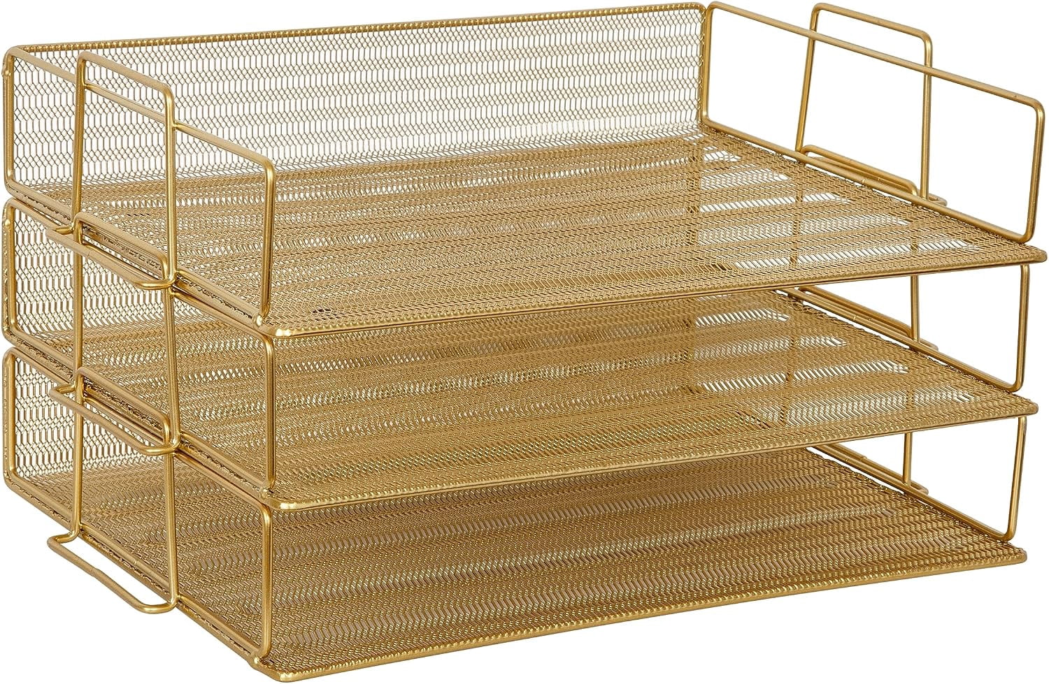 3-Tier Mesh Metal Letter Tray, Desktop Paper File Organizer, Sturdy ...