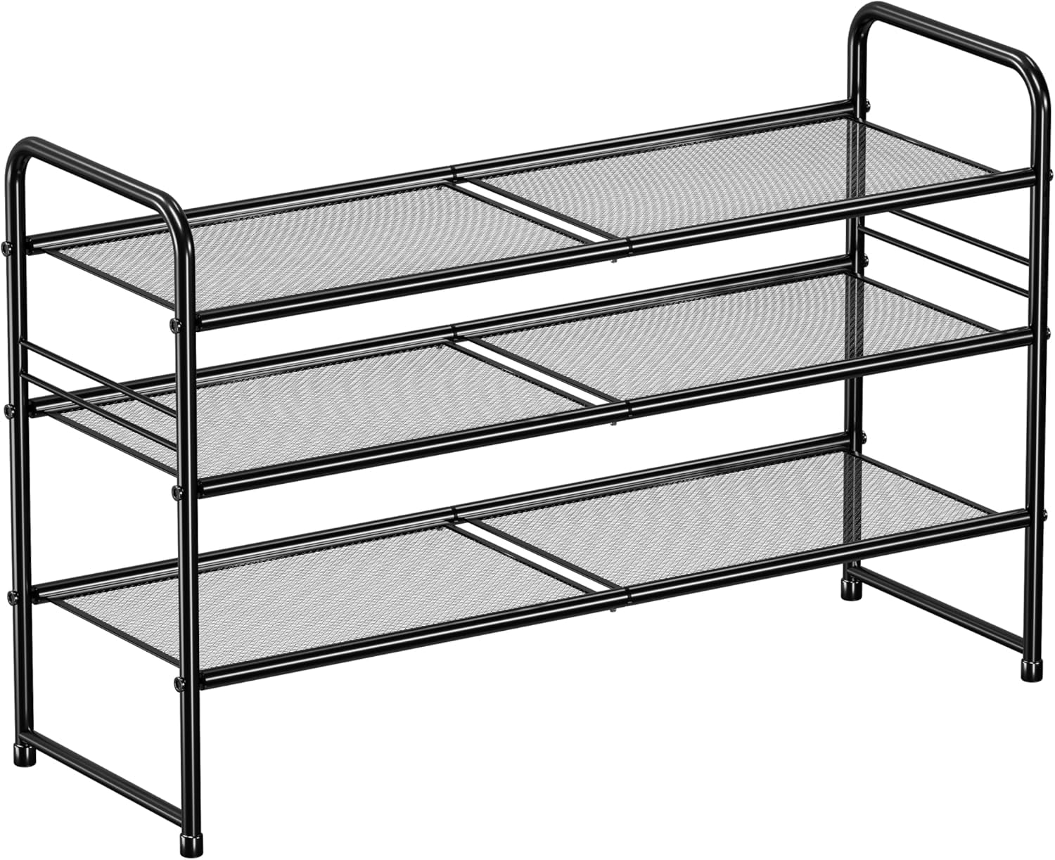 3 Tier Mesh Shoe Rack, Closet Metal 32 inch Shoe Rack Organizer Heavy ...