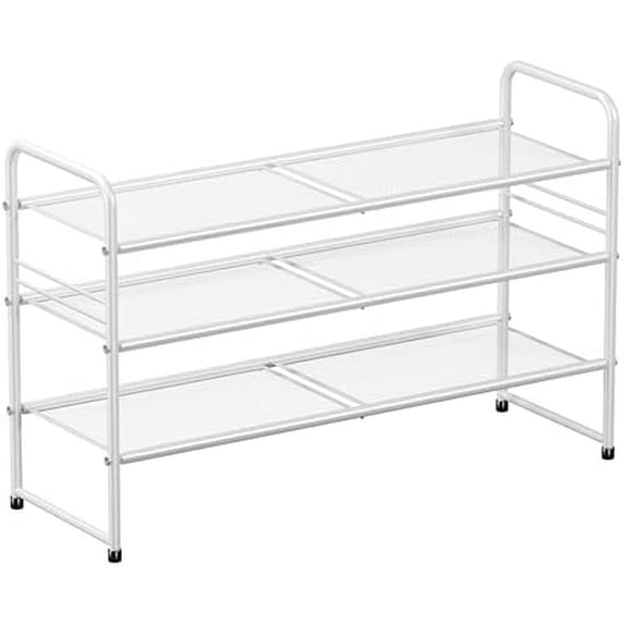 3-Tier Mesh Shoe Rack, Closet Metal 33" Wide Shoe Shelf Heavy Duty ...