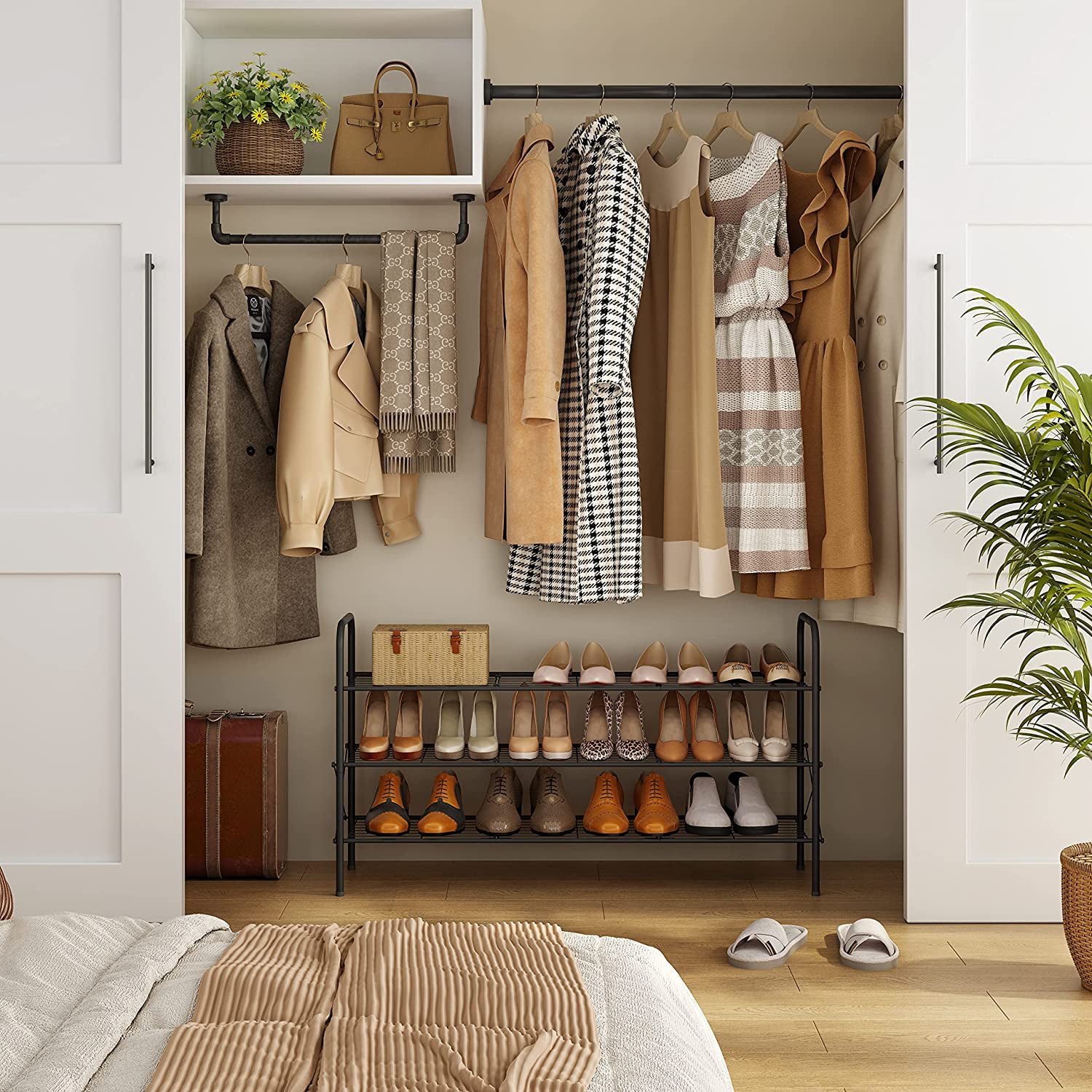 3 Tier Mesh Style Shoe Rack, Entryway Shoe Shelf, Shoe Rack ...