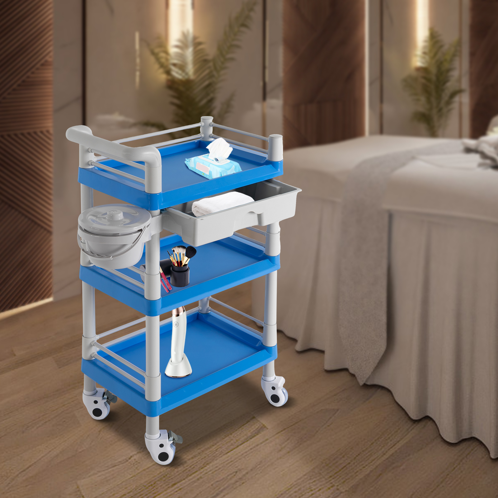 3 Tier Mesh Utility Cart, Rolling Metal Organization Cart with Handle ...