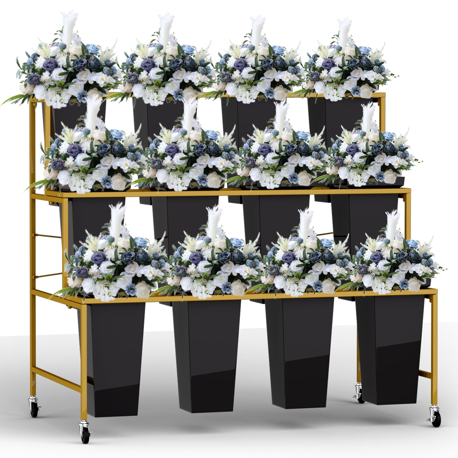 3-Tier Metal Flower Display with Rolling Wheels, for Schools ...