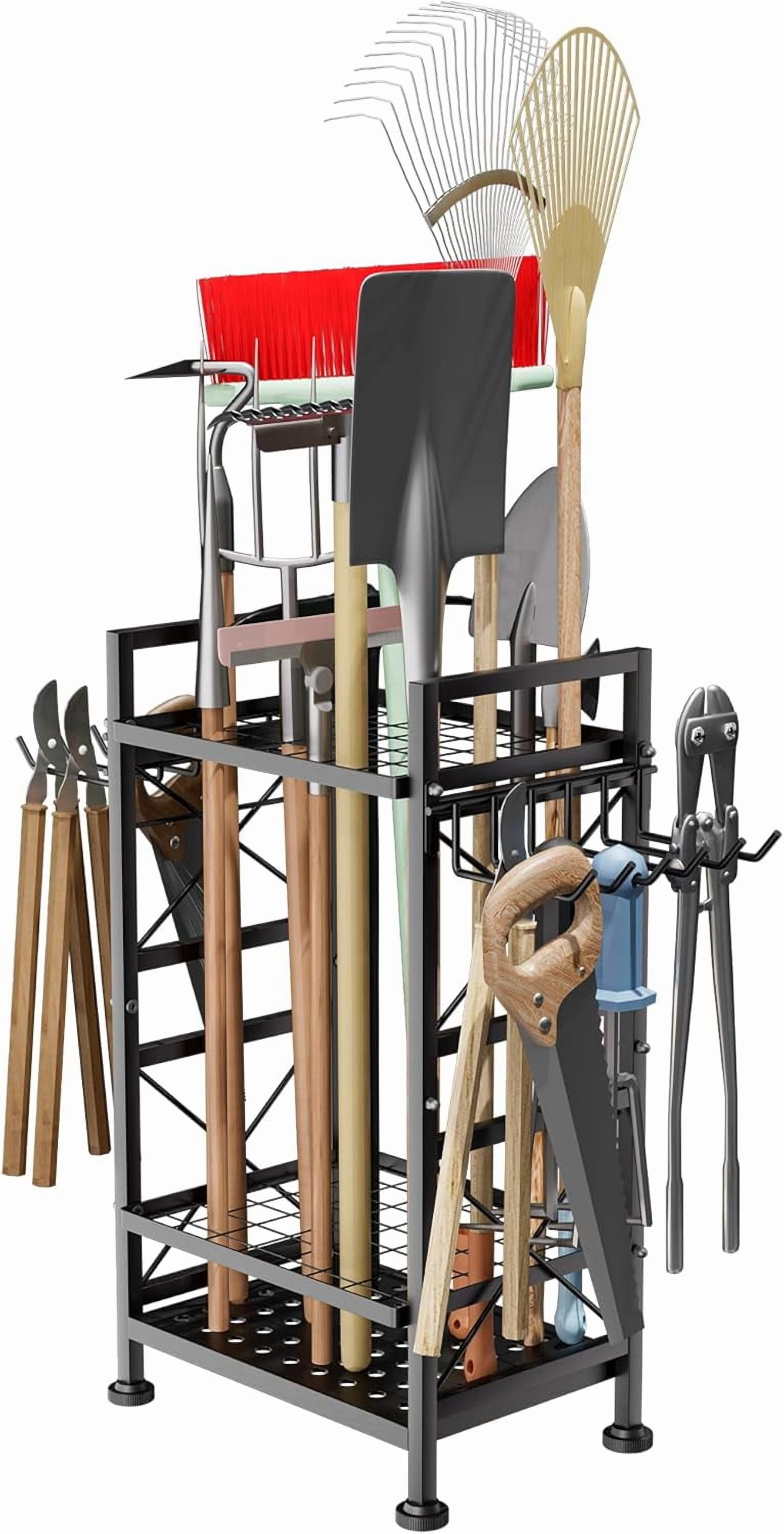 3 Tier Metal Garden Tool Organizer - Heavy Duty Yard Storage for Up to ...