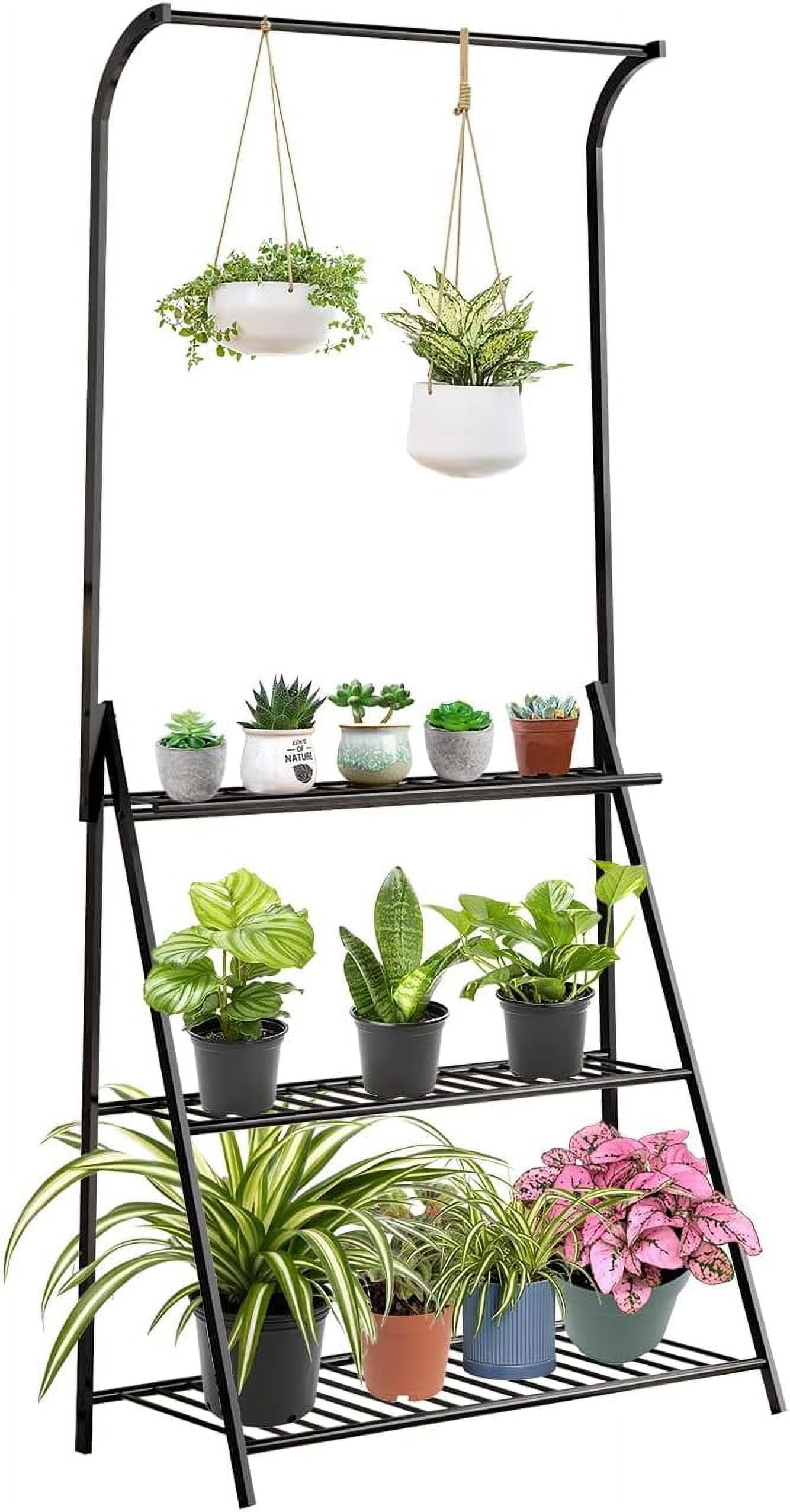 3 Tier Metal Hanging Plant Stand Ladder Plant Shelf, Tall Plant Stand ...