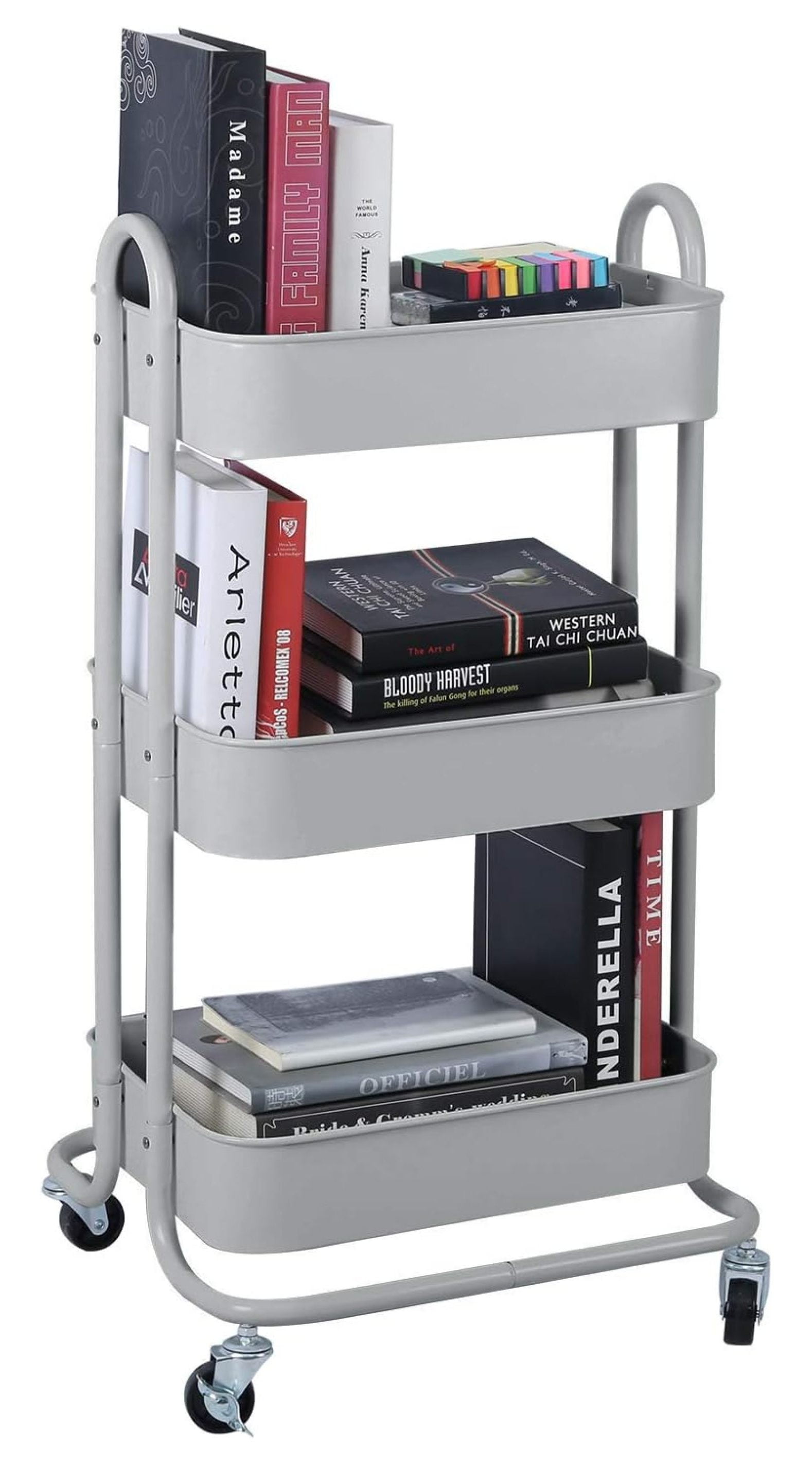 3-Tier Metal Mesh Utility Rolling Cart Storage Organization Cart with ...