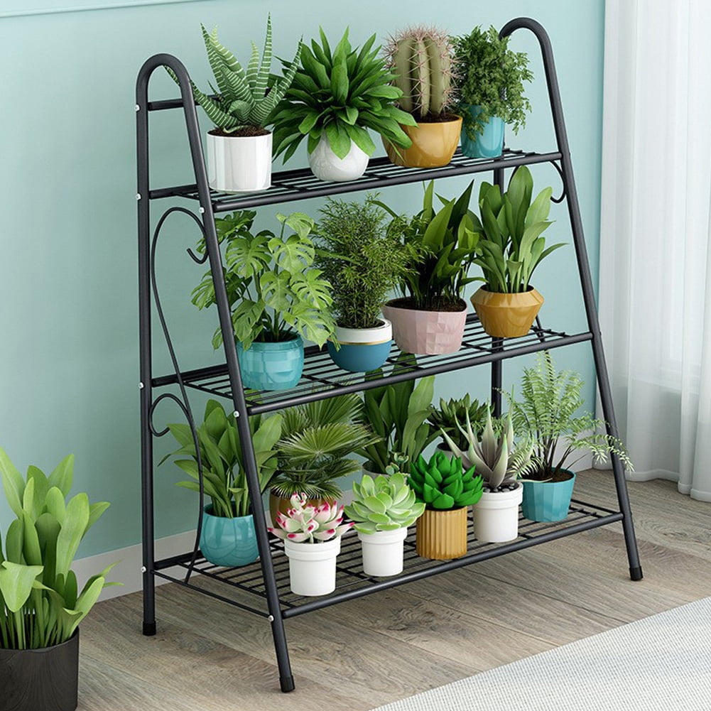 3 Tier Metal Plant Stand Indoor Outdoor Corner Flower Shelf Plant Shelf ...