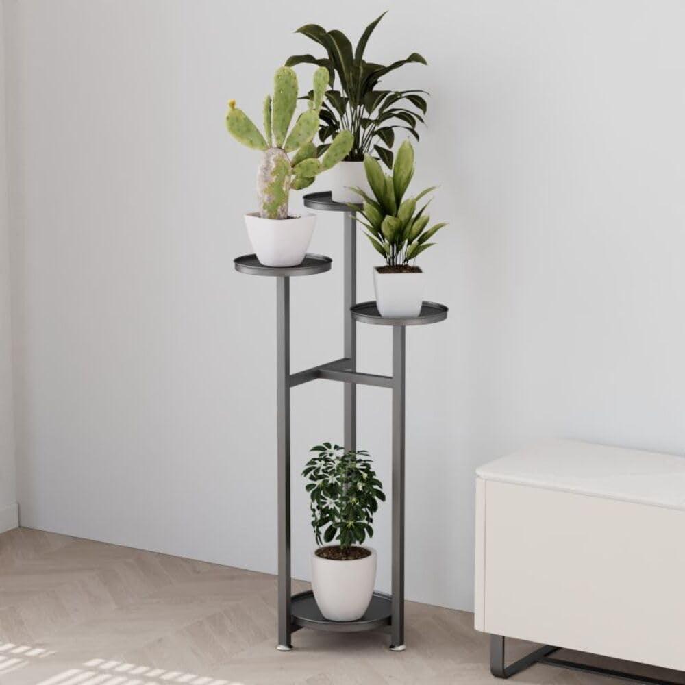 3-Tier Metal Plant Stand for Indoor & Outdoor Use, Tall Corner Flower ...