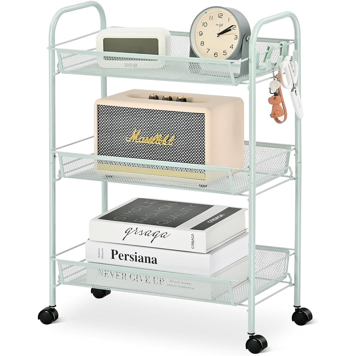 3-Tier Metal Rolling Cart Kitchen Cart - Green - Walmart.com