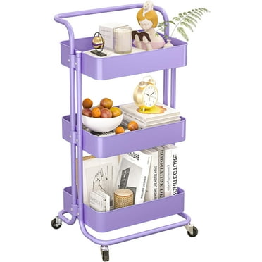 Lexington Dusty Blue 3-Tier Metal Rolling Cart with Utility Wheels by ...