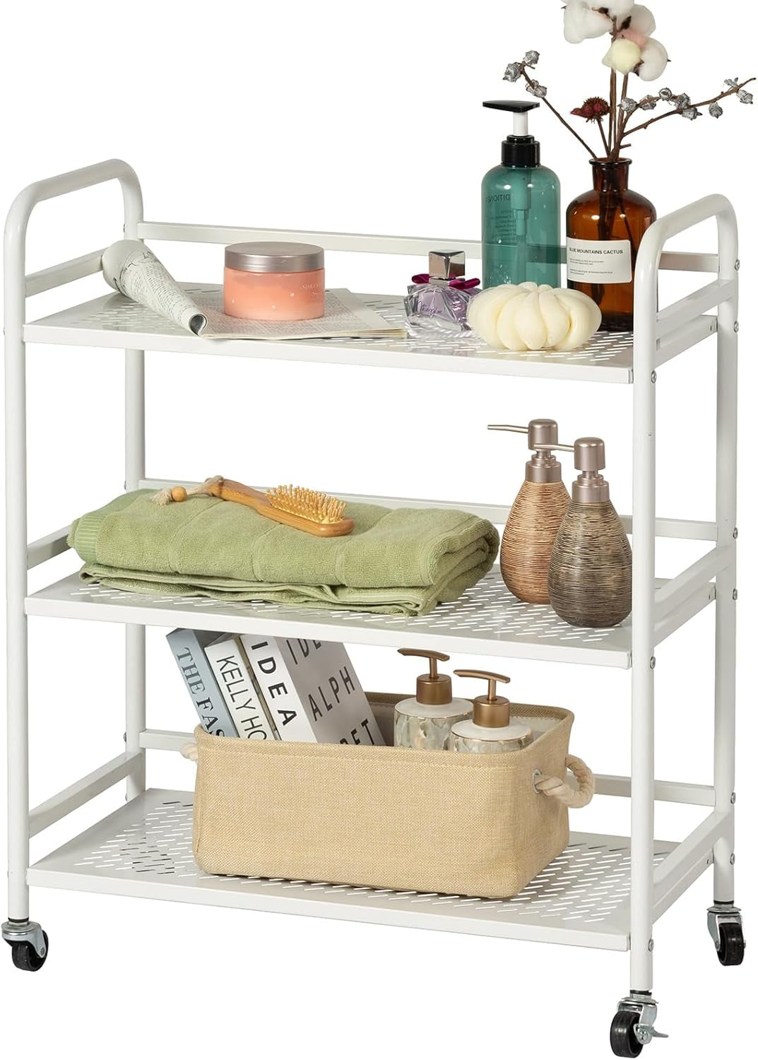 3 Tier Metal Rolling Heavy Cart Supports 40 Lbs Per Tier,Rolling Cart ...