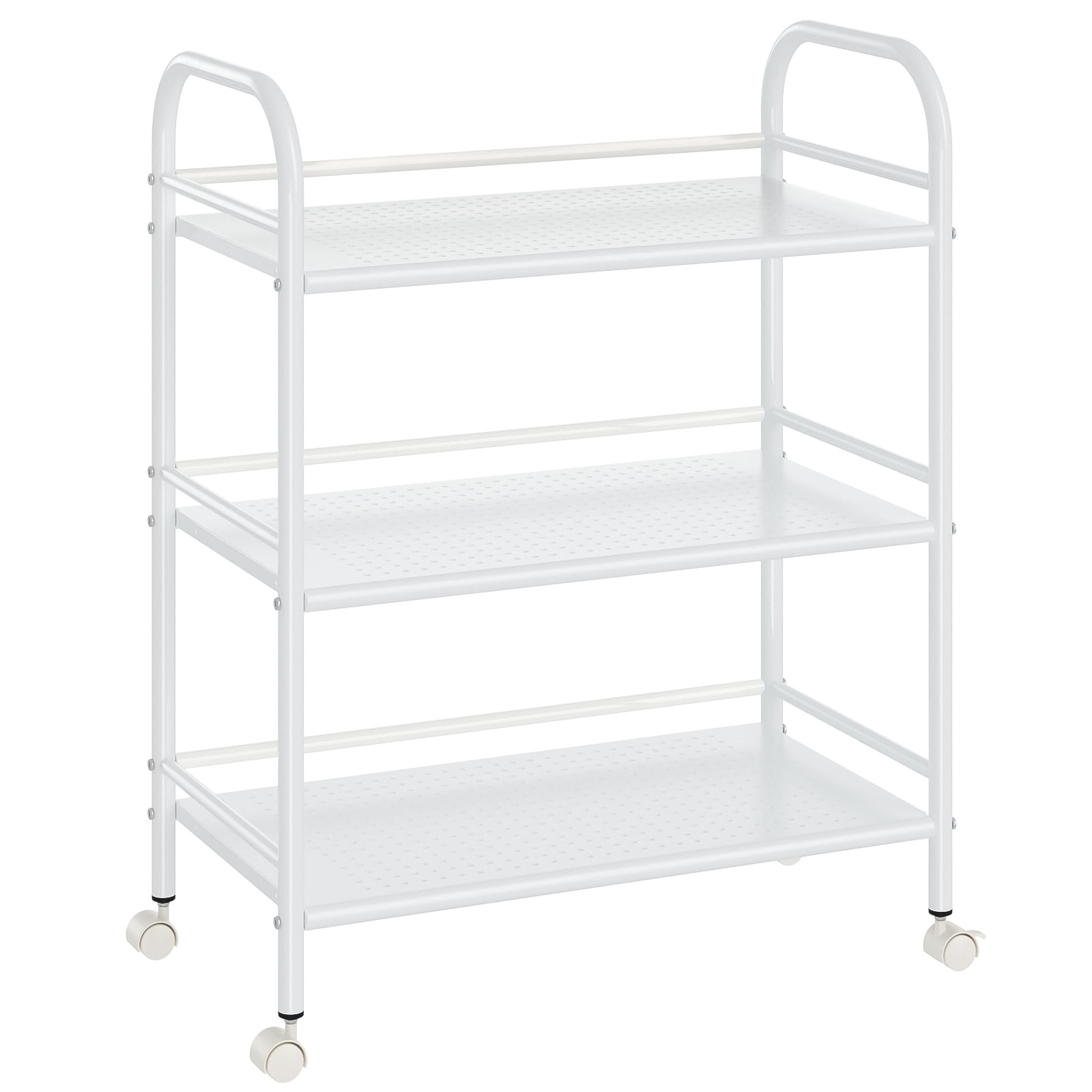 3-Tier Metal Rolling Cart, Heavy Duty Multifunctional Metal Frame with ...