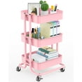 3-Tier Metal Rolling Utility Cart, Multifunction Storage Cart ...