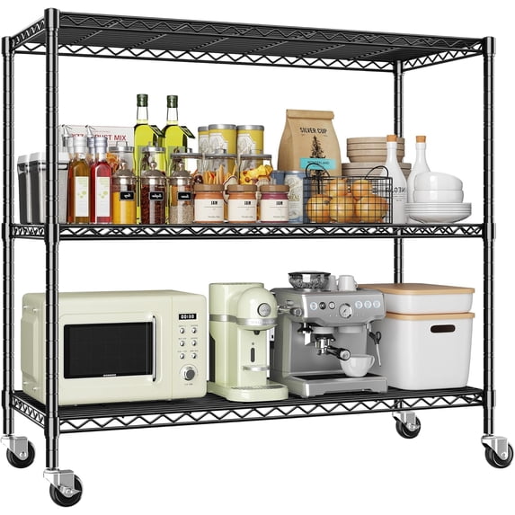 3 Tier Metal Shelving Unit Adjustable Storage Shelves,Heavy Duty Shelf ...