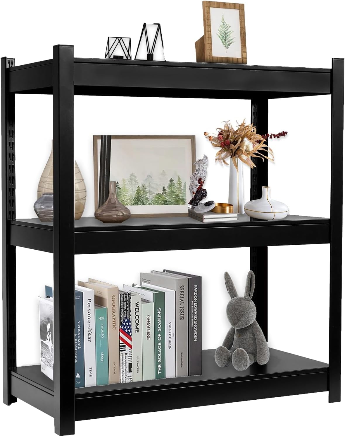 3-Tier Metal Shelving Unit, Adjustable Storage Utility Rack, Heavy Duty ...