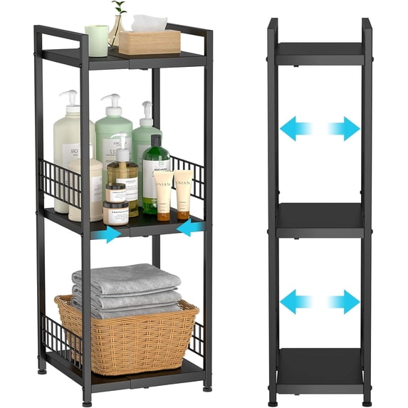 3-Tier Metal Shelving Unit, Expandable, Free-Standing, Narrow, Open ...
