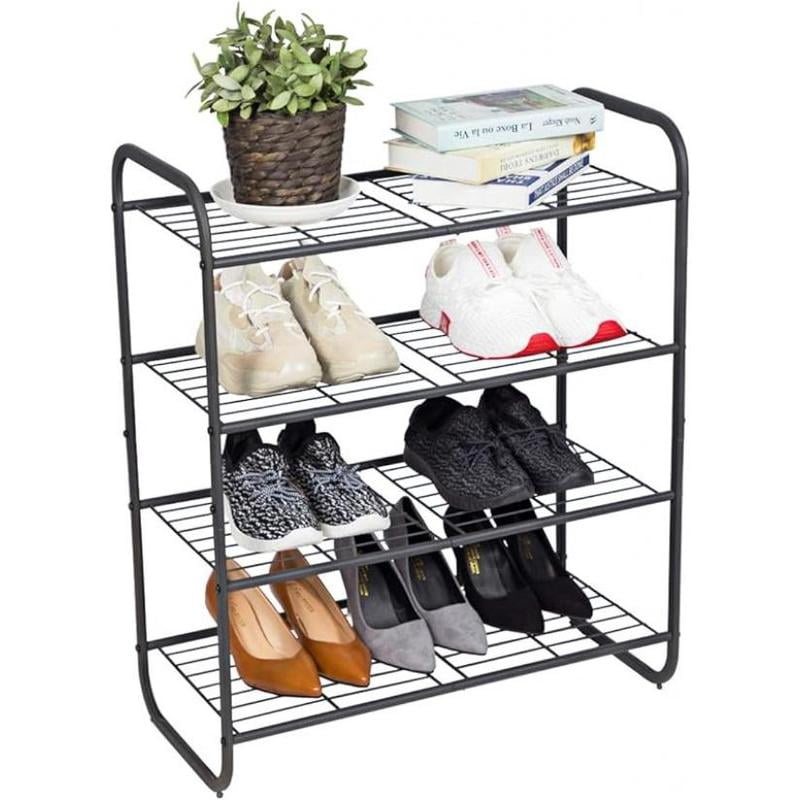 3-Tier Metal Shoe Rack, Free Standing Shoe Storage Organizer, Wire Grid ...