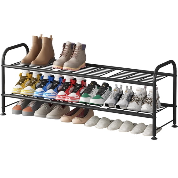 3 Tier Metal Shoe Rack Organizer for Closet Entryway Durable Space ...