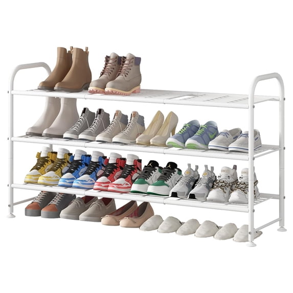 3 Tier Metal Shoe Rack Organizer for Closet Entryway Durable Space ...