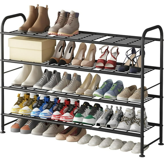 3 Tier Metal Shoe Rack Organizer for Closet Entryway Durable Space ...