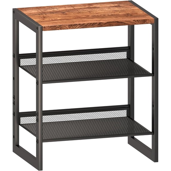 3 Tier Metal Shoe Rack, Sturdy Steel Frame with Rust-Proof Coating, MDF ...