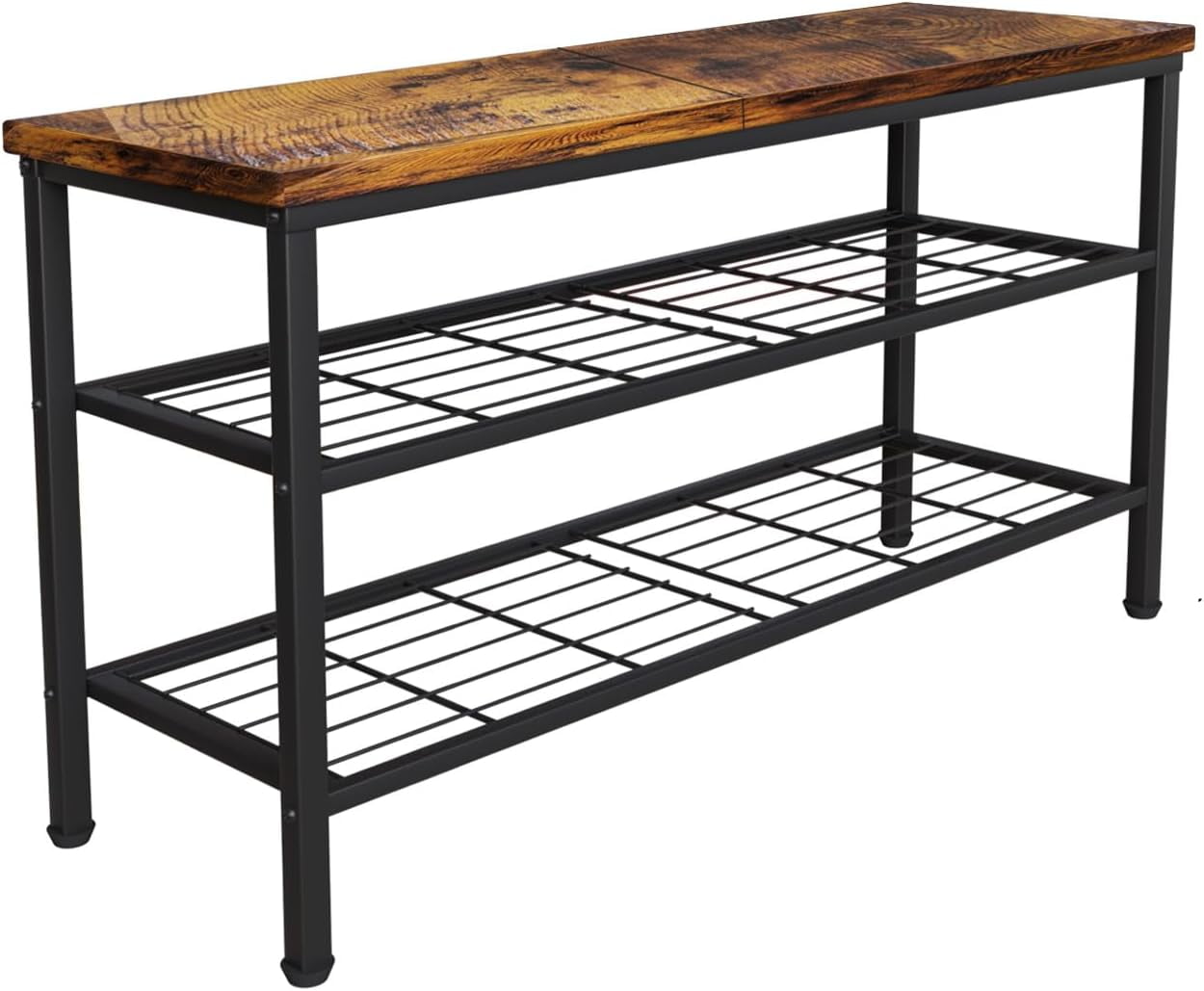 3-Tier Metal Shoe Rack with Wood Top - Durable & Space-Saving Shoe ...