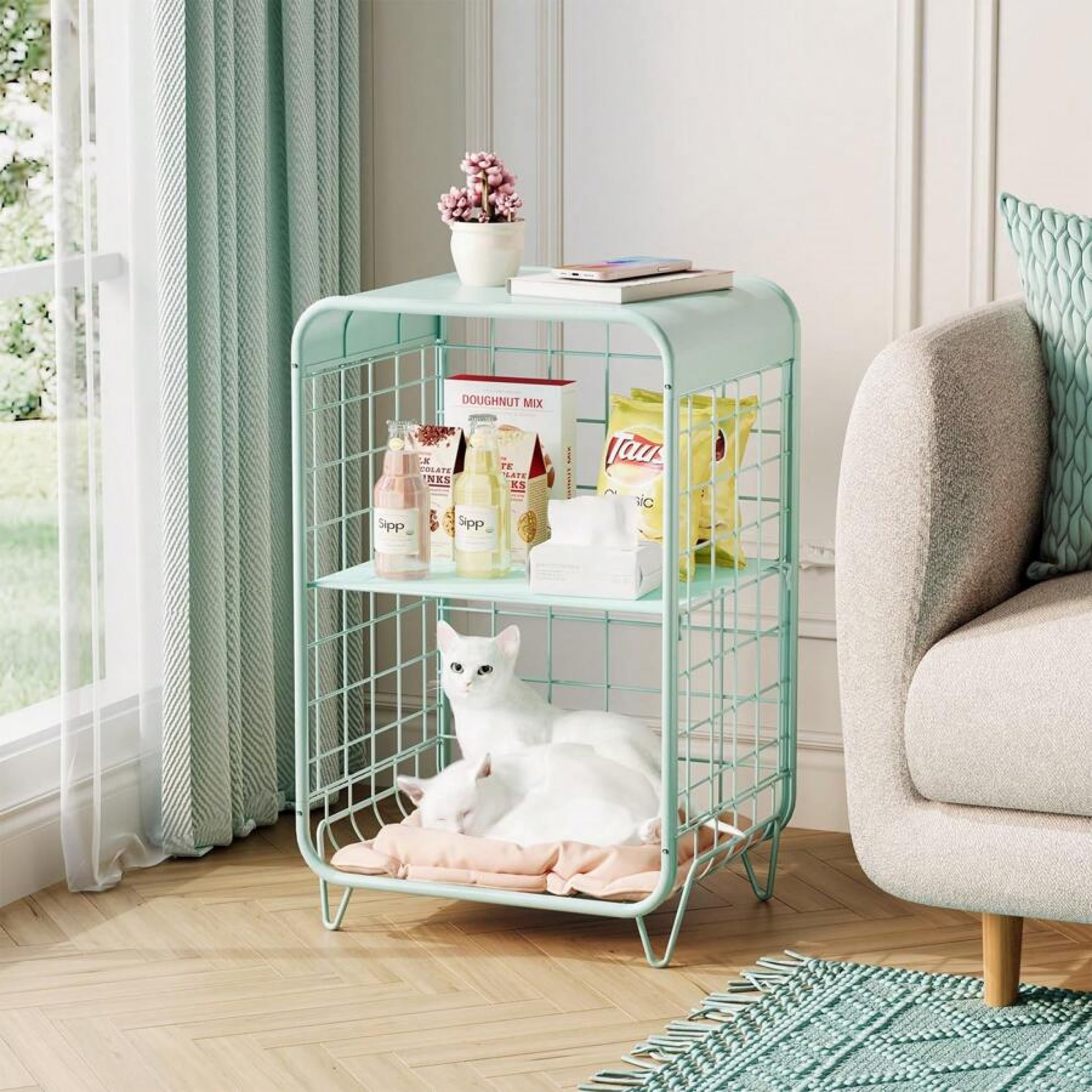 3 Tier Metal Side Table - Vintage Cute Design, Pink Accent Table with ...