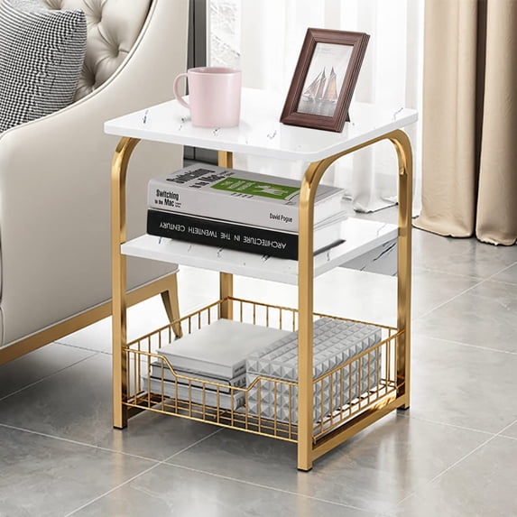 3- Tier Metal Side Table with Storage, Very Stable and Easy to Assemble ...