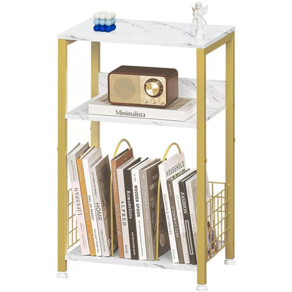 3-Tier Metal Small Side Table with Storage Shelf for Living Room ...