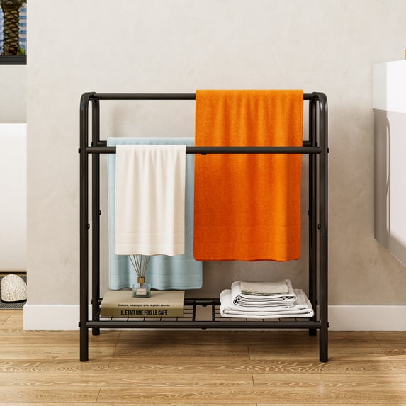 3 Tier Metal Towel Rack, Freestanding Towel Holder for Bathroom, Space ...