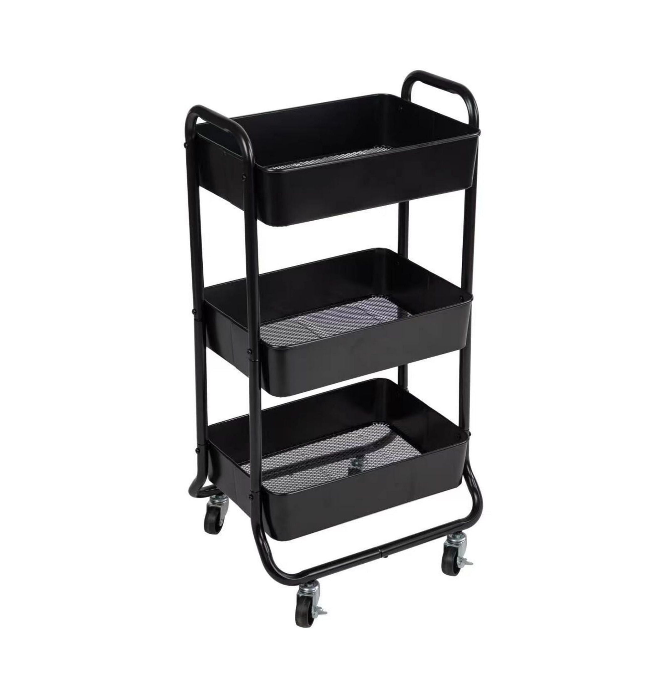 3 Tier Metal Utility Cart, Rich Black, Easy Rolling - Walmart.com