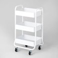 3 Tier Metal Utility Cart - Rolling Storage Trolley with Wheels, Powder ...