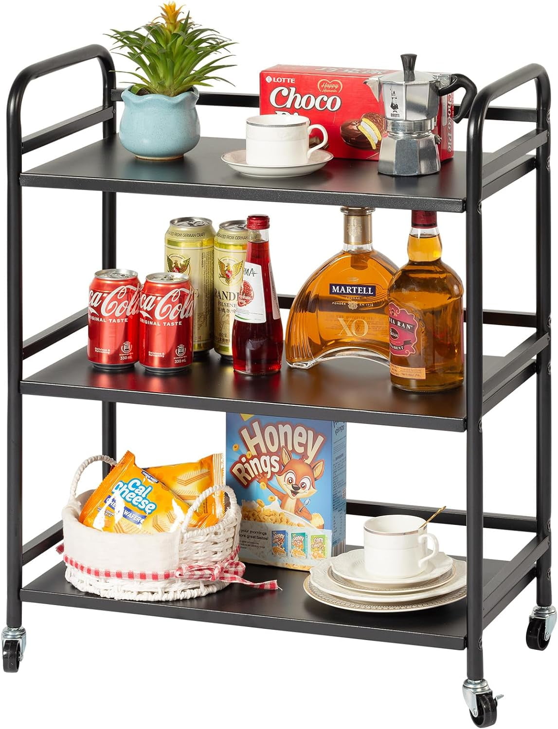 3 Tier Metal Utility Multipurpose Rolling Cart,Large Capacity Heavy ...