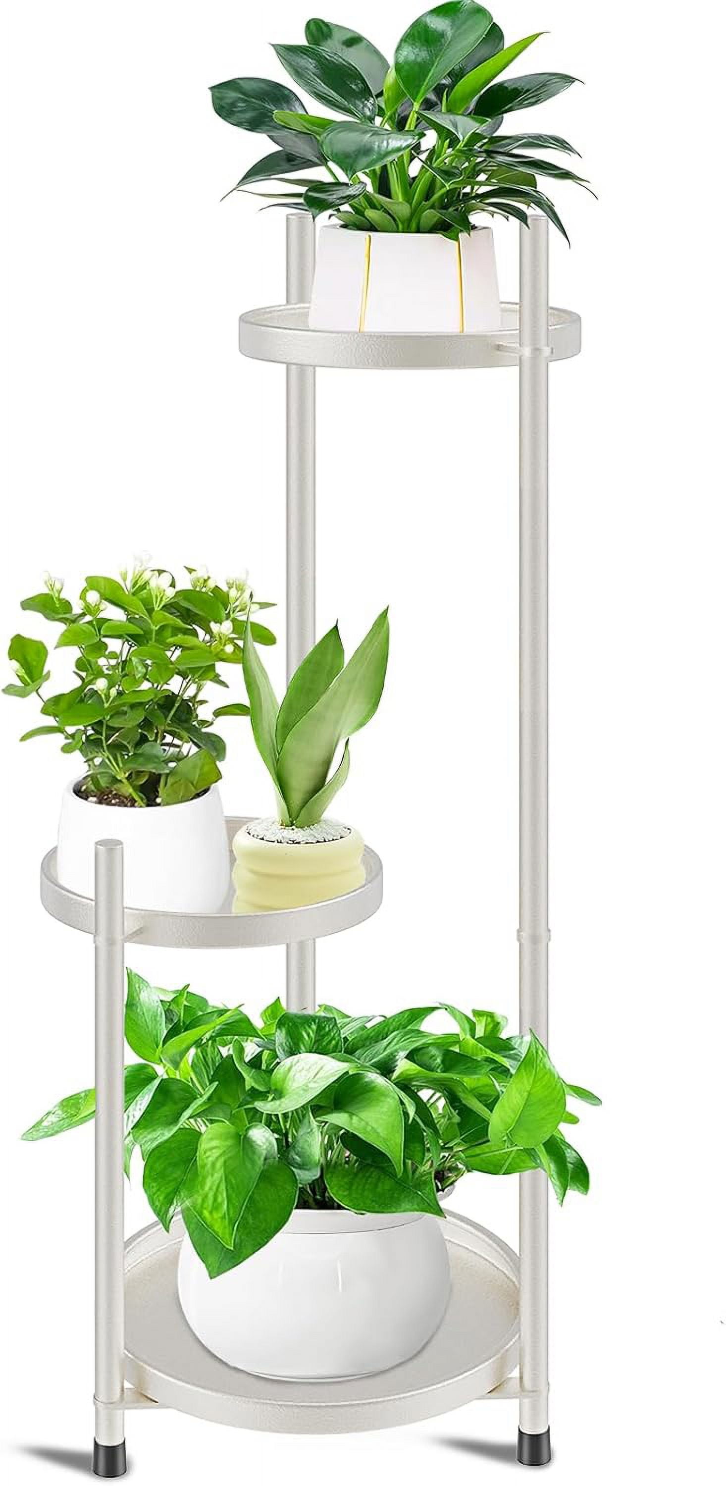 3 Tier Metal White Plant Stand for Indoor Outdoor, Corner Tall Plant ...