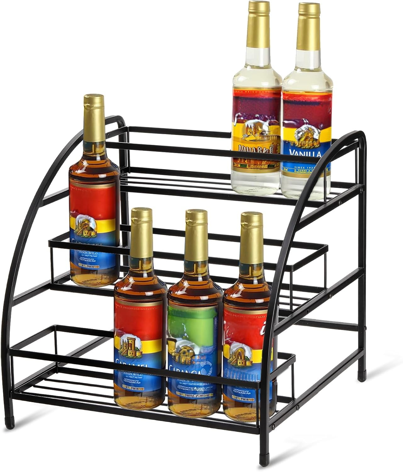 3 Tier Metal Wire Countertop Storage Rack, Coffee Syrup Rack Organizer ...