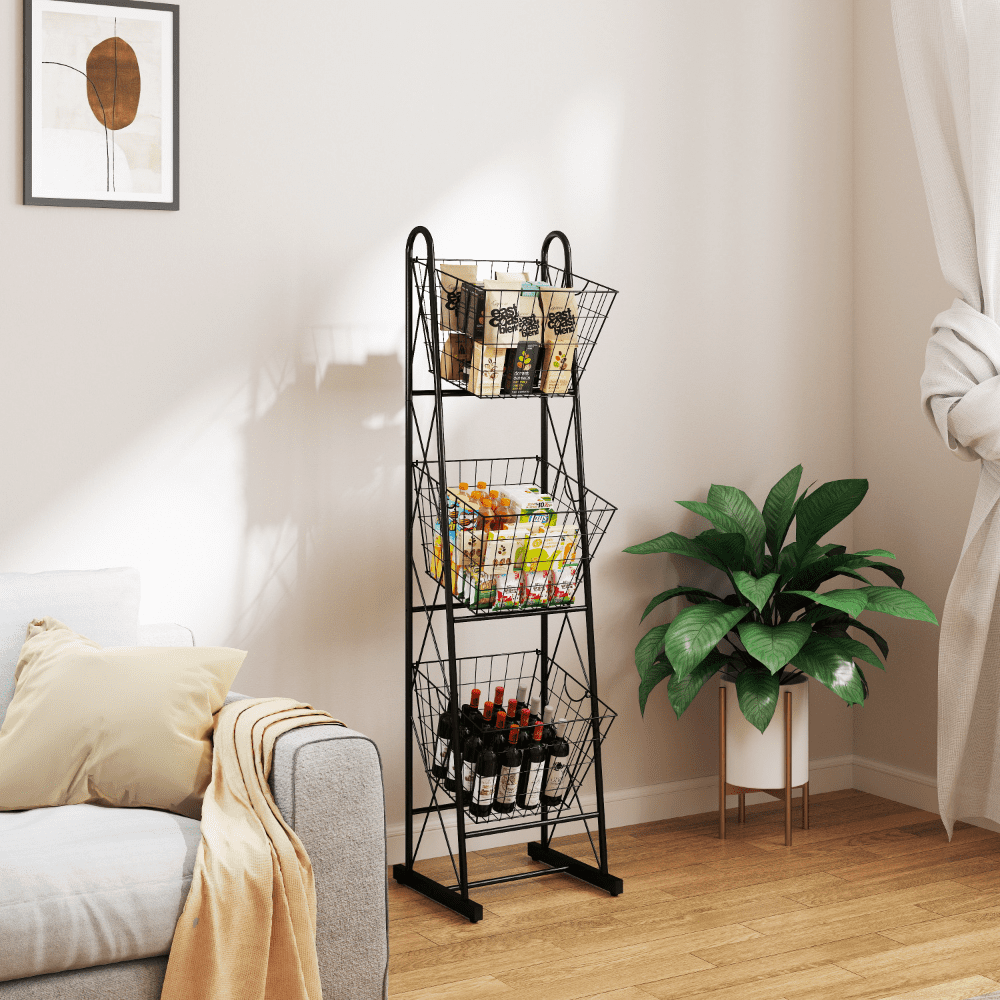 3-Tier Metal Wire Kitchen Rack Fruit Vegetable Pantry Organizer Storage ...