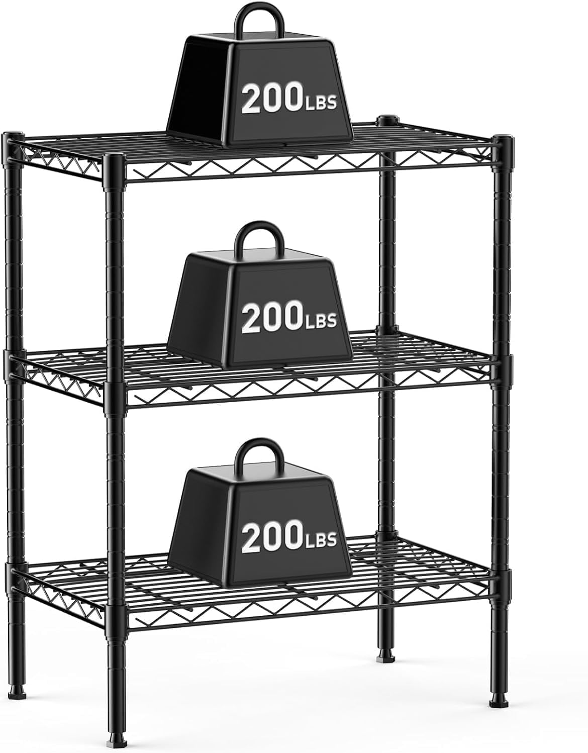 3-Tier Metal Wire Storage Shelves, Adjustable Standing Storage Rack ...