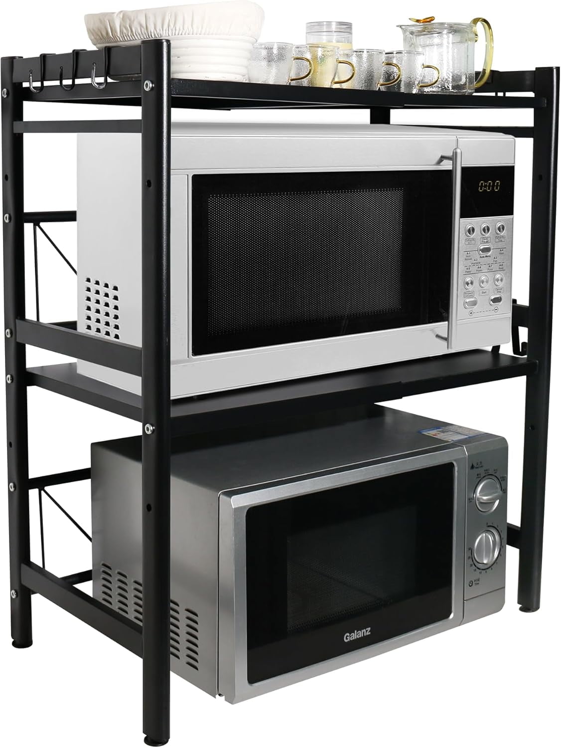 3-Tier Microwave Oven Rack, 15.7~23.6" Expandable Microwave Stand ...