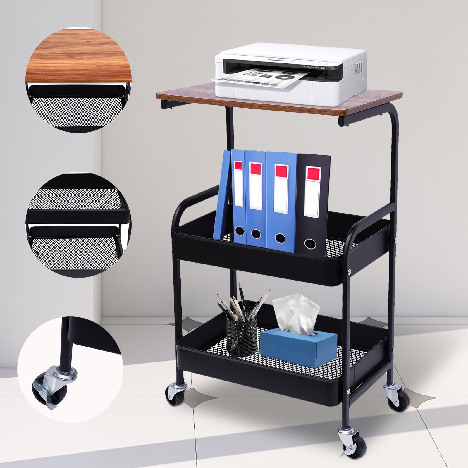 3 Tier Mobile Laptop Printer Cart Table for Scanner Computer Office ...