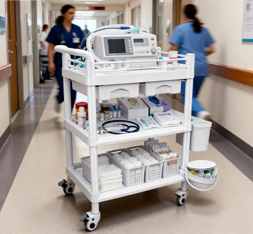 3 Tier Mobile Medical Carts, 340 LBS Max Load Medical Utility Cart ...