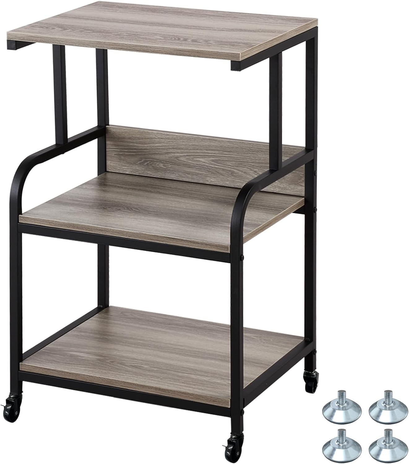 3-Tier Mobile Printer Stand on Wheels with Storage Shelves Industrial ...