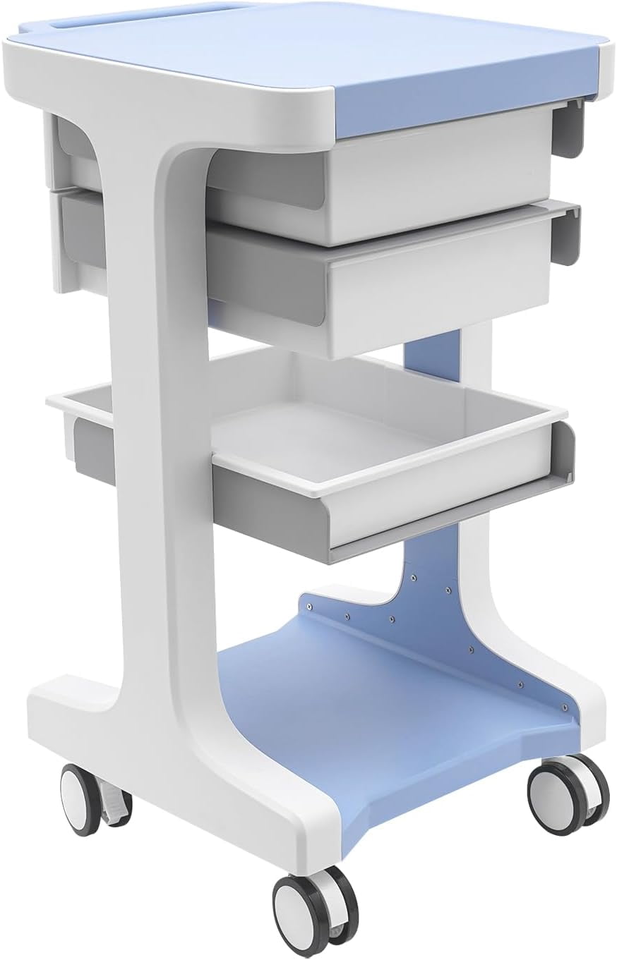 3-Tier Mobile Utility Cart with 2 Storage Cabinets & Wheels，Rolling ...